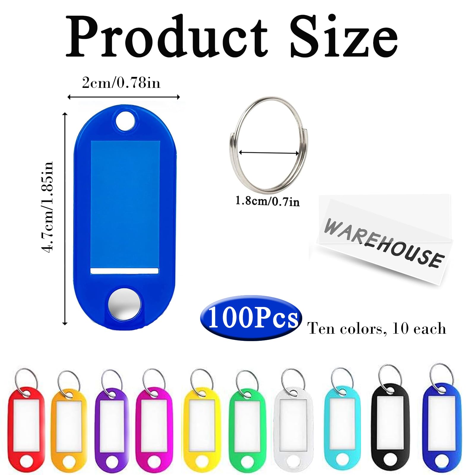 100Pcs Writable Key Tags, 10 Colors Key Tags with Labels, Key Labels ...