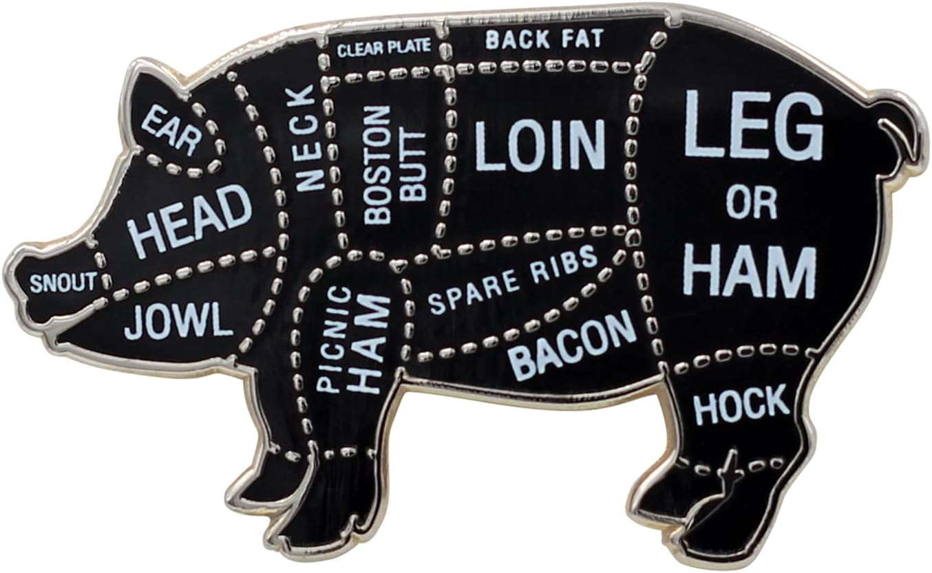 Amazon.com: REAL SIC Pig Butcher Cuts Enamel Pin - Pork Diagram Lapel ...