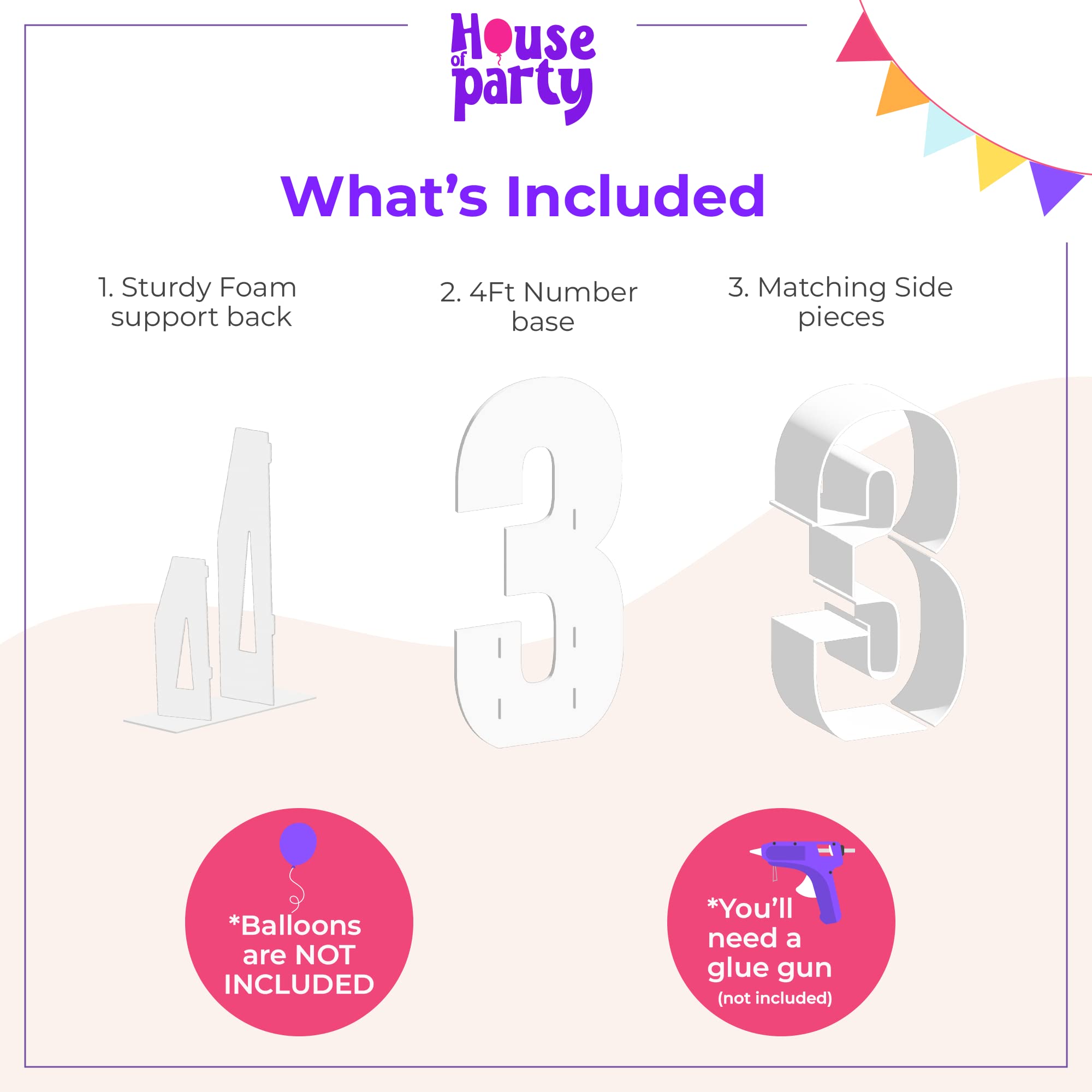 Snapklik.com : HOUSE OF PARTY Mosaic Numbers For Balloons 4ft - Marquee ...