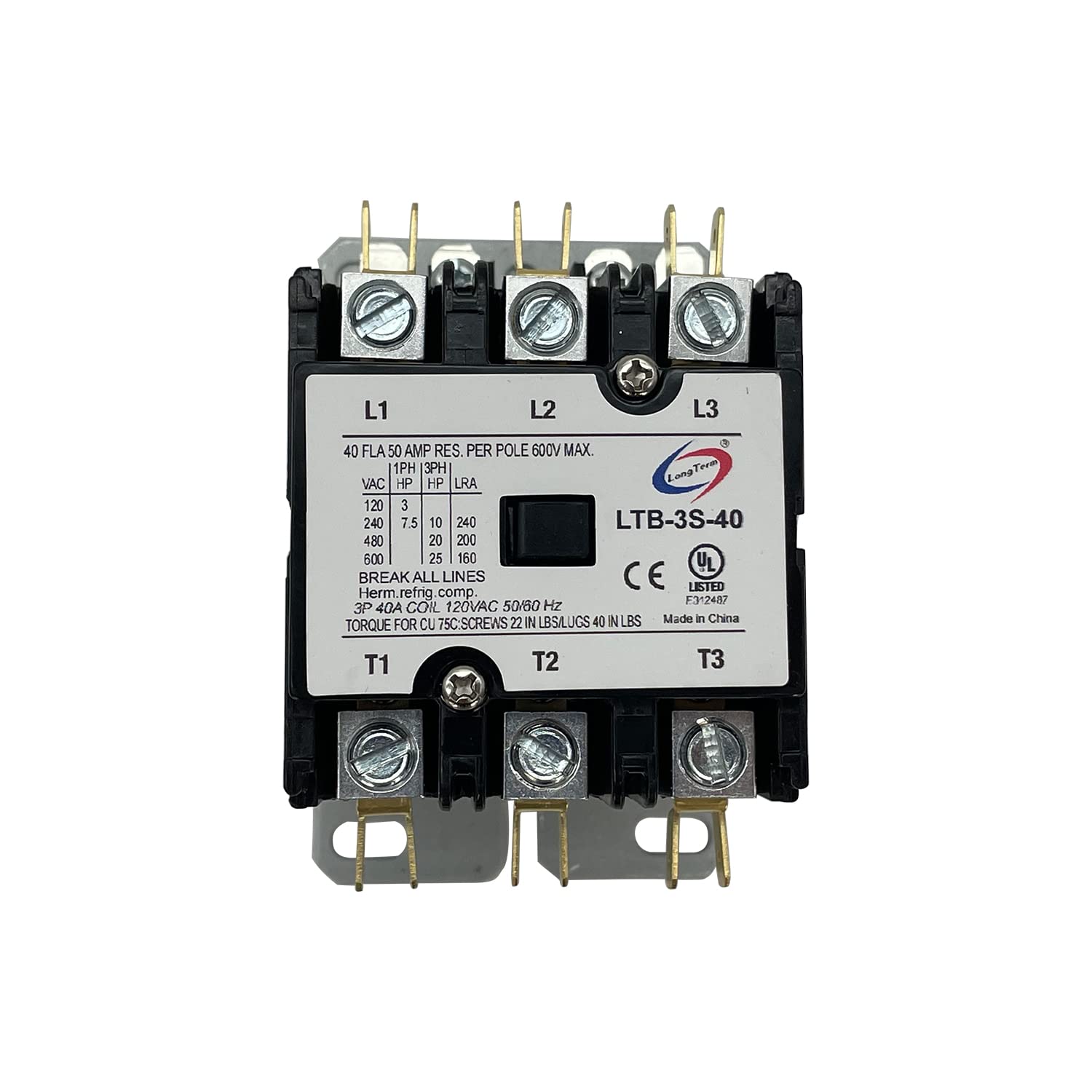 Snapklik.com : Long Term 3 Pole 40 Amp 120V Coil Definite Purpose Air ...