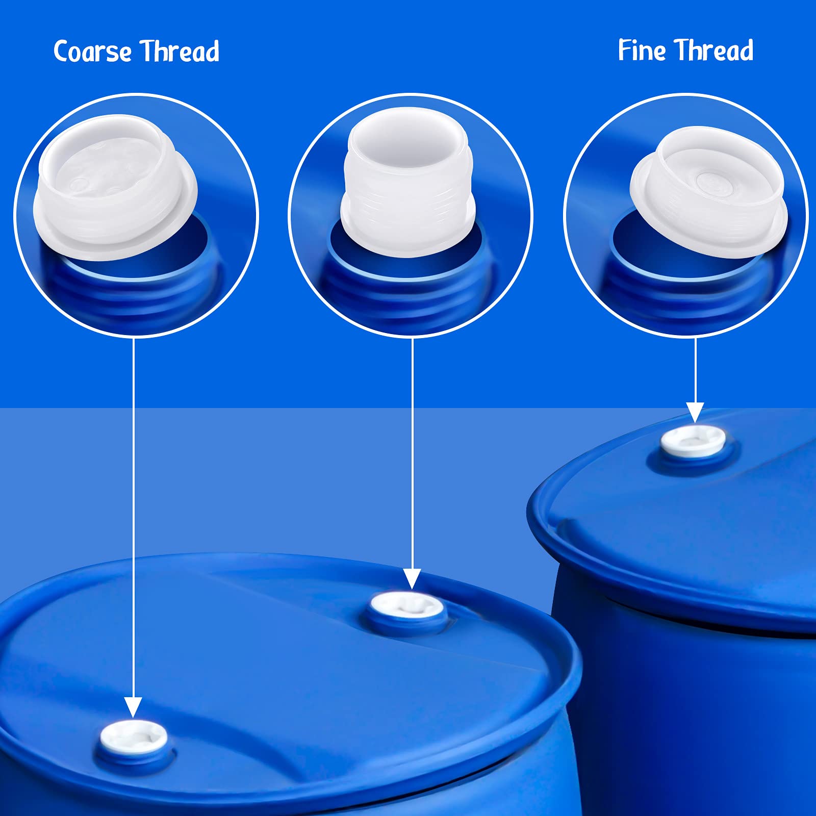 12 Pieces Bung Caps 2 Inches and 3/4 Inch Poly Buttress Drum Bung ...