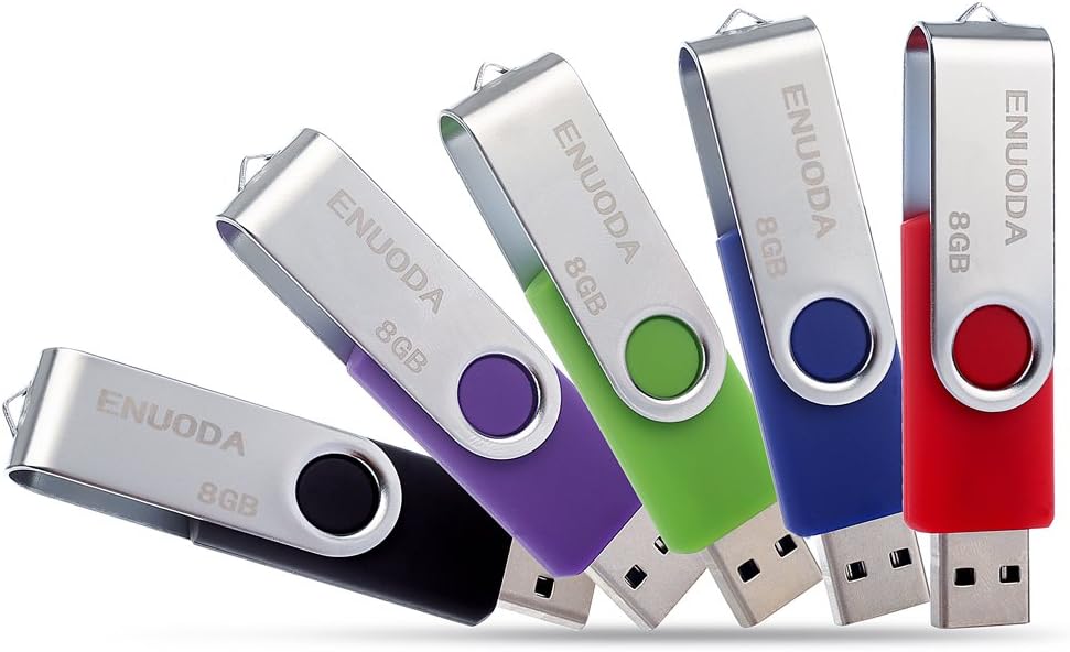 Lot de 5 Clé USB 8 Go ENUODA USB 2.0 Flash Drive Stockage Rotation ...