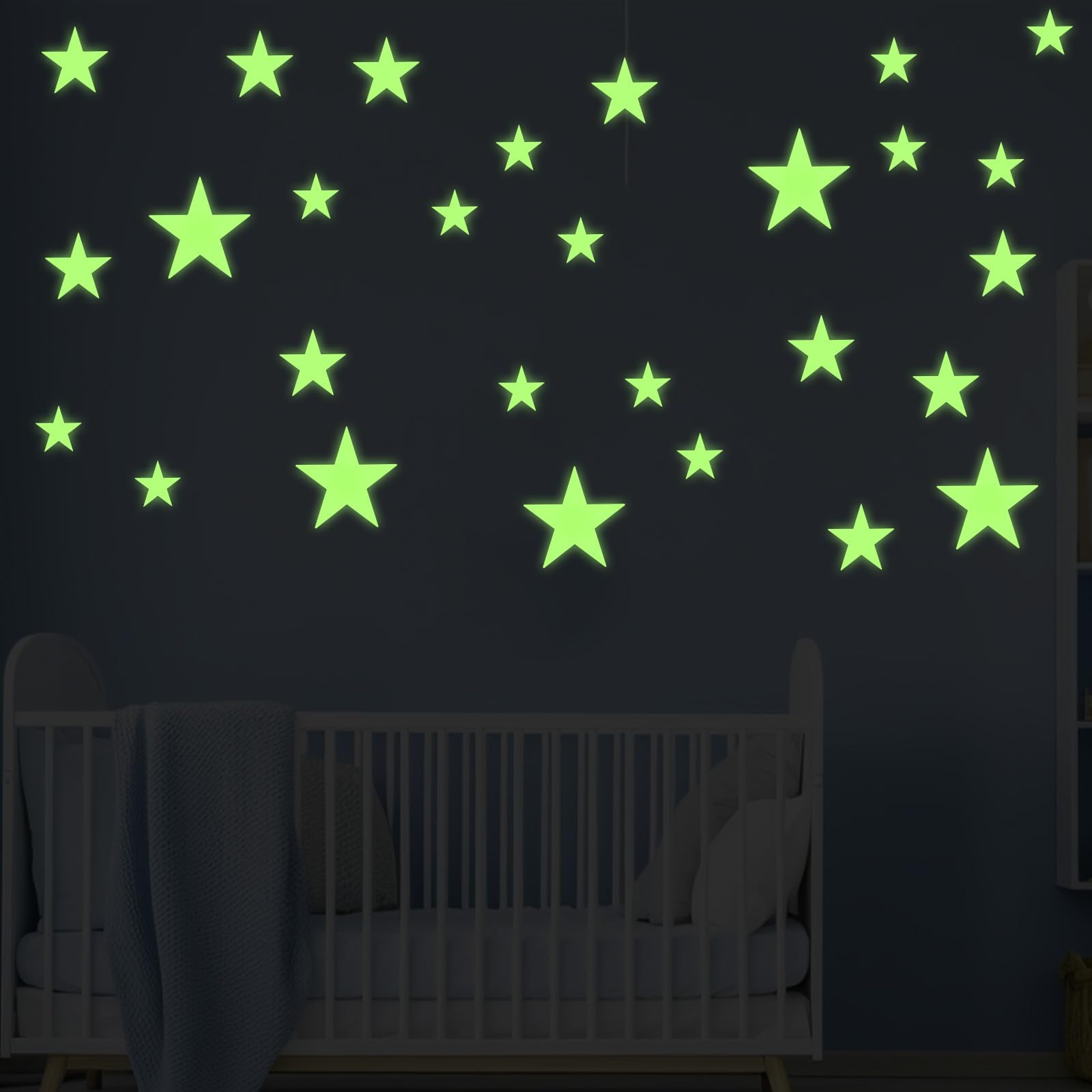 Amazon.com: Glow in The Dark Stars Ceiling Stickers 4/6/12cm Large Glow ...