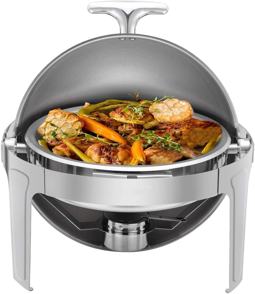 Buy Malabar Stainless Steel Chafing Dish with Roll Top, Round Chafing ...