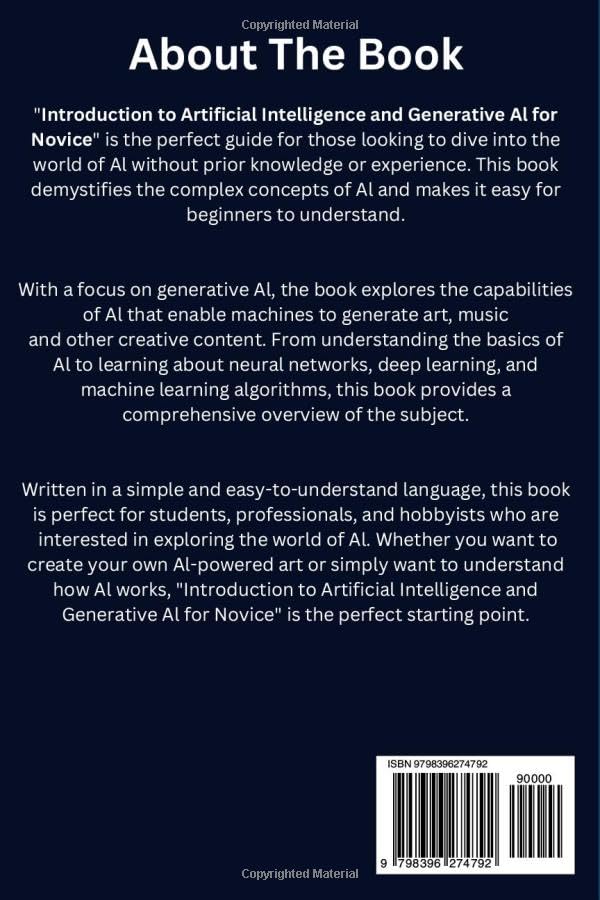 Snapklik.com : INTRODUCTION TO ARTIFICIAL INTELLIGENCE AND GENERATIVE AI FOR NOVICE: Exploring ...