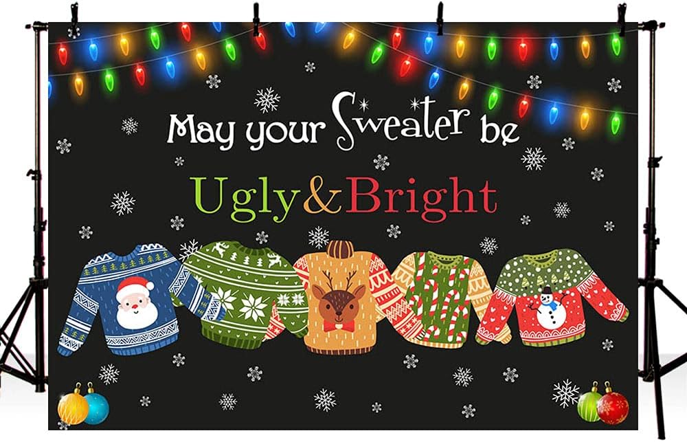 Amazon.com : MEHOFOND 7x5ft Winter Ugly Sweater Christmas Party ...