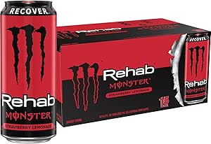 Monster Energy-Limonada de fresa Rehab + bebida energética, 15,5 onzas (paquete de 15) : Amazon ...