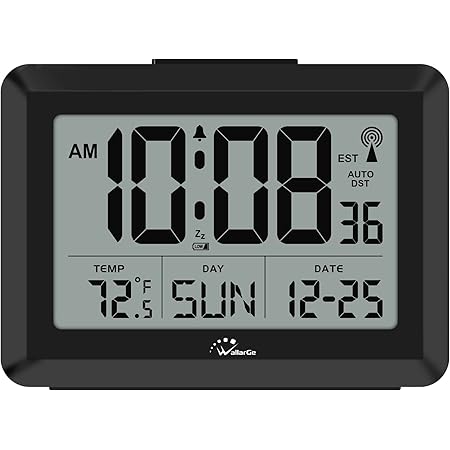 Amazon.com: Sharp Atomic Desktop Clock – Auto Set Digital Alarm Clock ...
