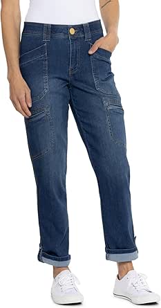 Democracy High Rise Utility Cuffed Jeans, Blue Jeans, 2 at Amazon Women ...