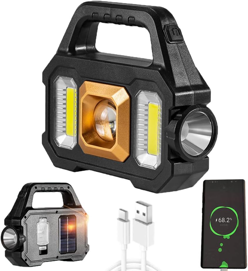 Rechargeable Camping Light with Solar Charger, Multifunctional Handheld ...