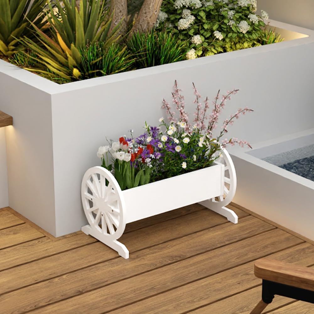 Waterproof Planter Box, PVC Wood Garden Patio Pot Planter Trough for ...