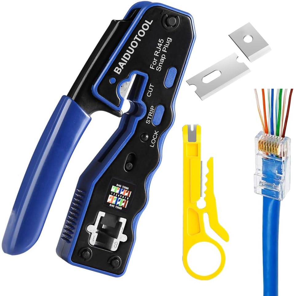 RJ45 Crimp Tool Pass Through Crimper Ethernet Crimping Tool Wire ...