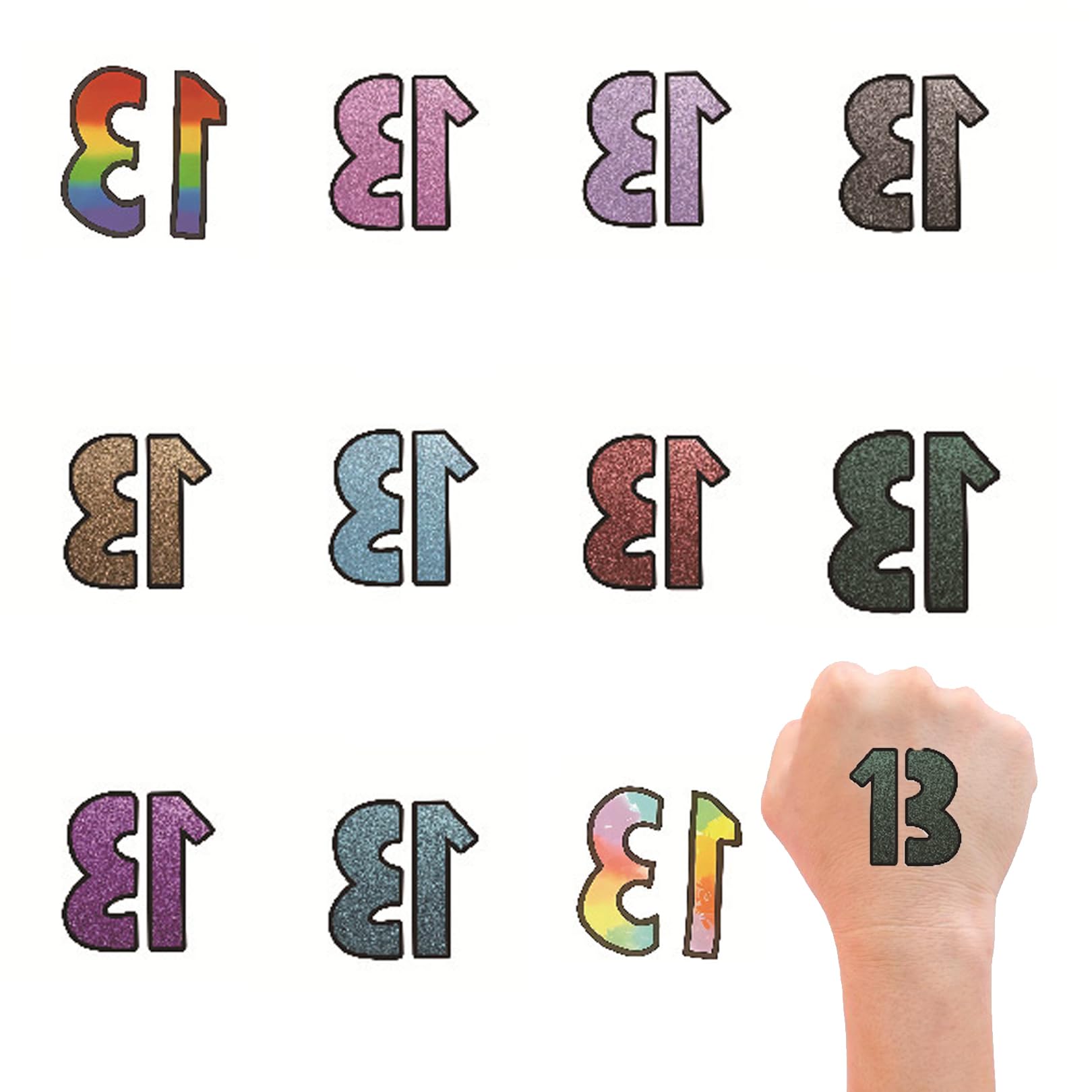 11 pcs Temporary number 13 tattoo, music festival concert tattoo ...