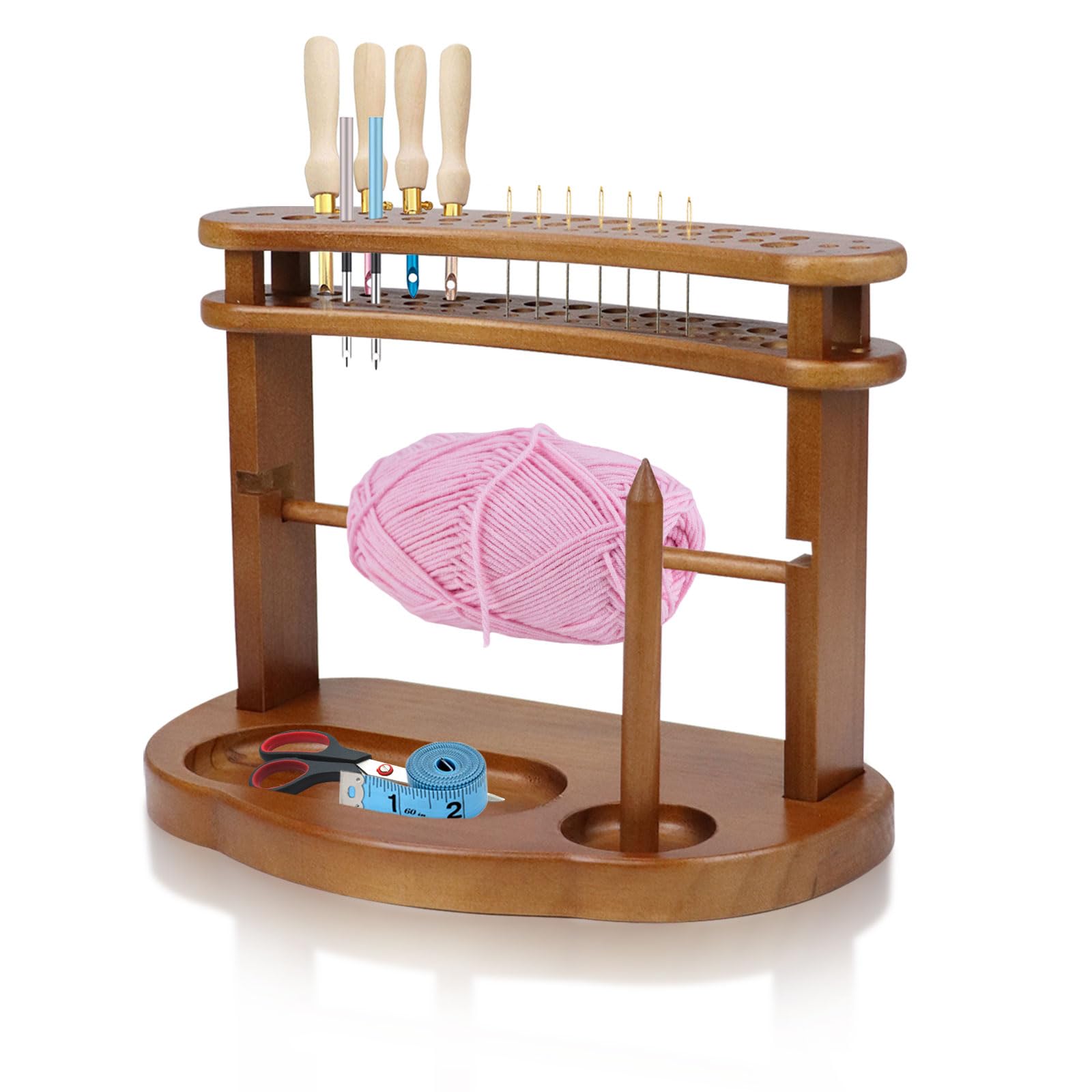 Amazon.com : Domigard Wooden Yarn Spool Rack,Crochet Yarn Holder ...