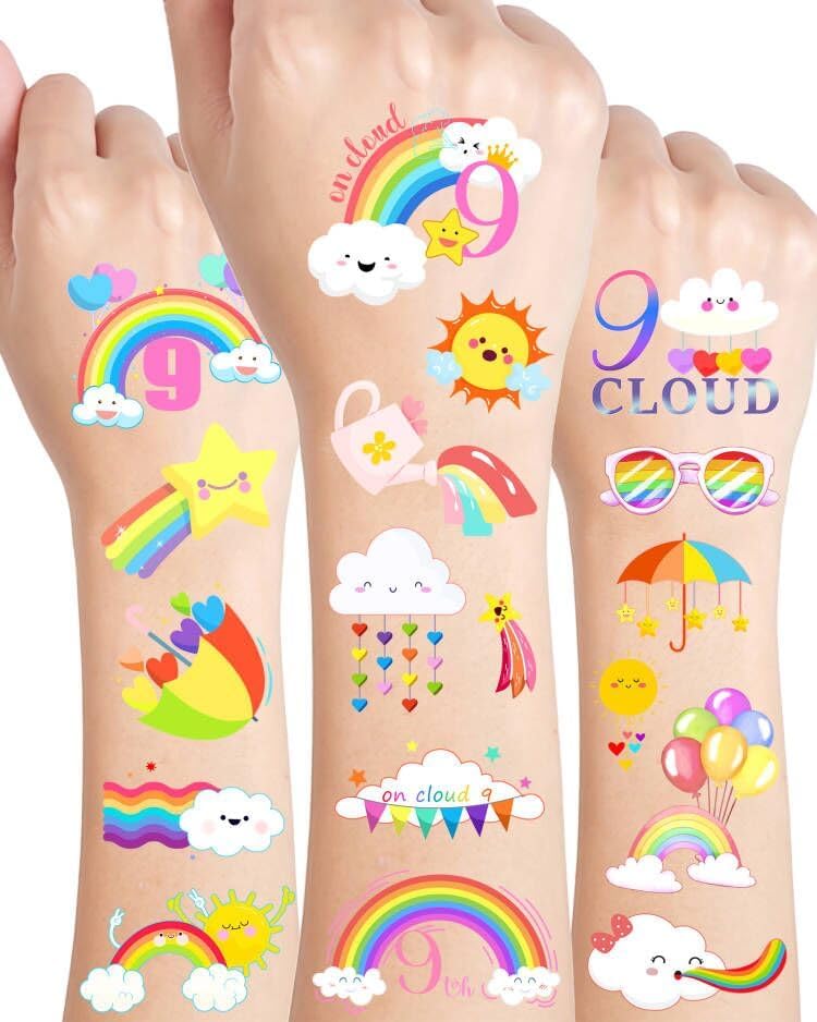 Amazon.com : 189Pcs On Cloud 9 Birthday Decorations for Girls Temporary ...