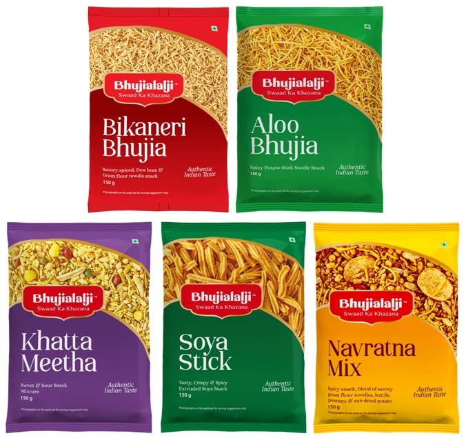 Bhujialalji Namkeen (Combo pack of 5) 750g Bikaneri | Aloo bhujia ...