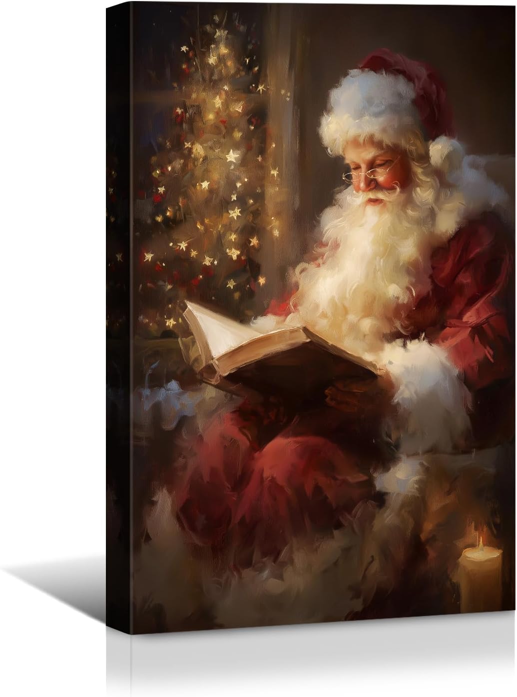 Amazon.com: superbpag Christmas Canvas Wall Art 18"×24" - Santa Reading ...