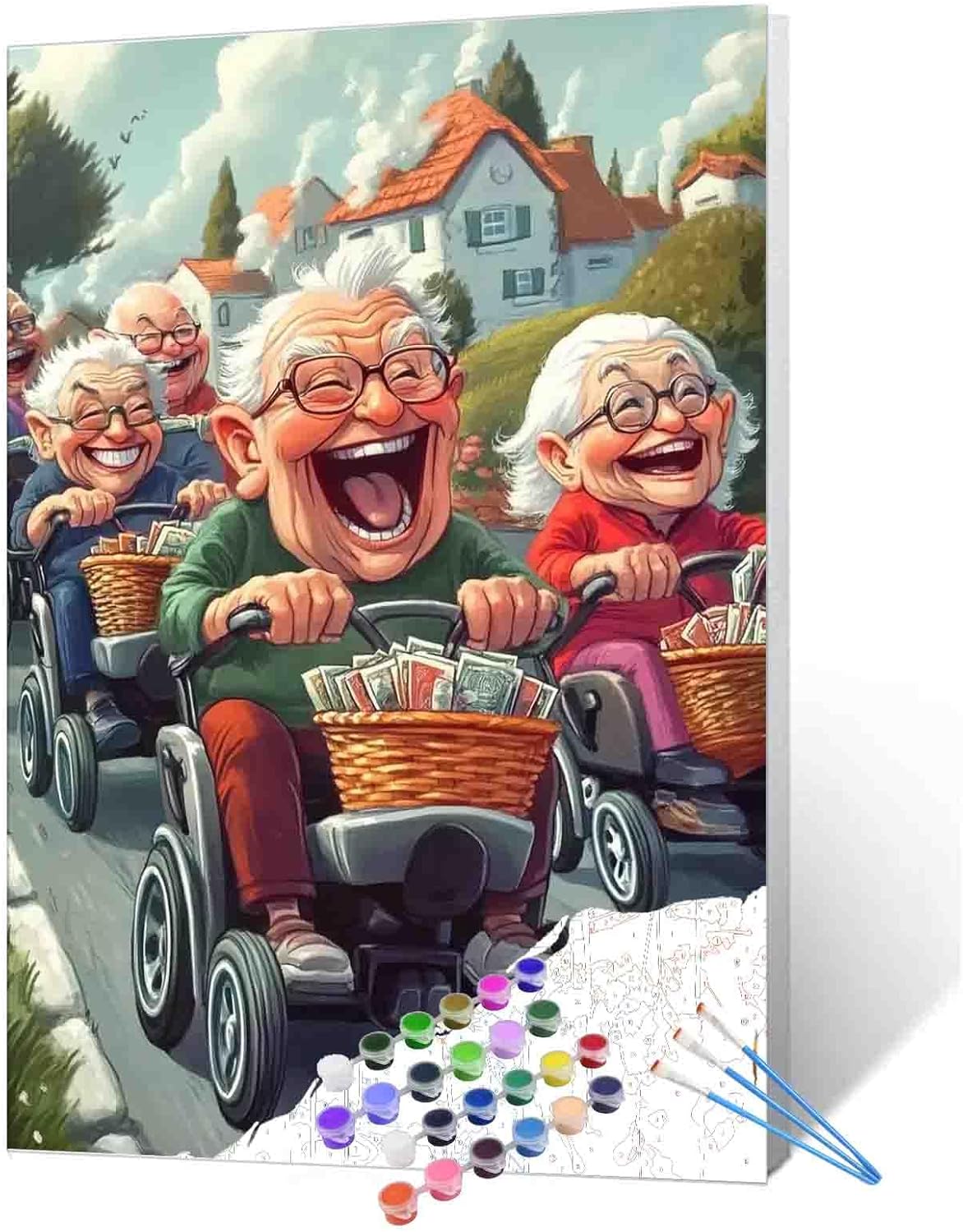 Amazon.com: DIY Paint by Number for Adults Crazy Old Woman/Man Painting ...