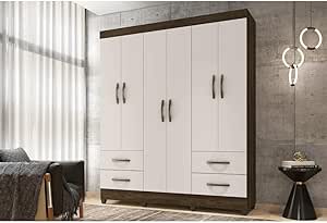 Guarda Roupa Casal 6 Portas 4 Gavetas Honduras Espresso Móveis | Amazon ...