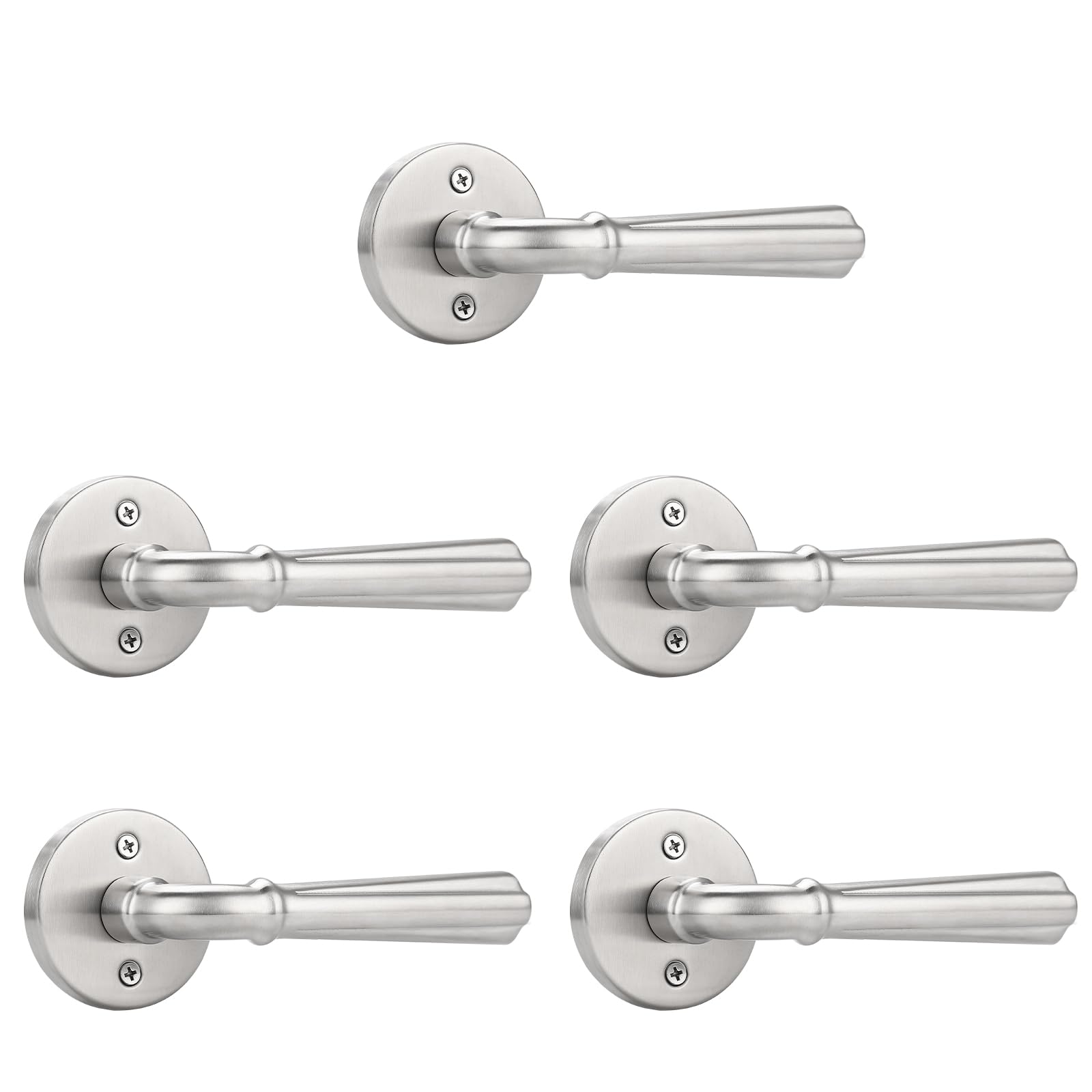 Snapklik.com : Orger 5 Pack Brushed Nickel Dummy Door Handle Lever One ...