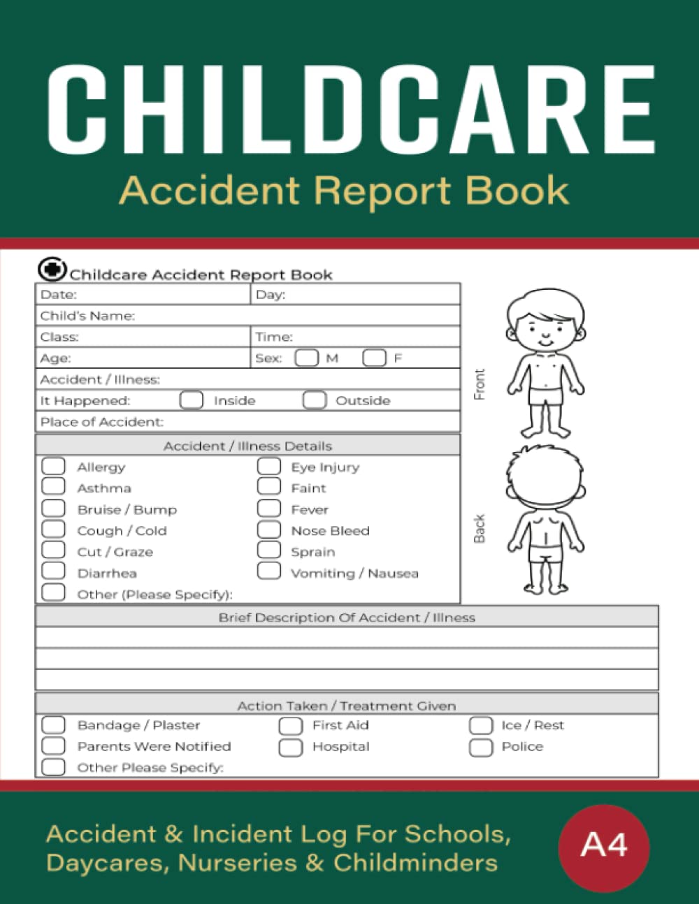 Childcare Accident Report Book: Suitable For Schools, Nurseries ...