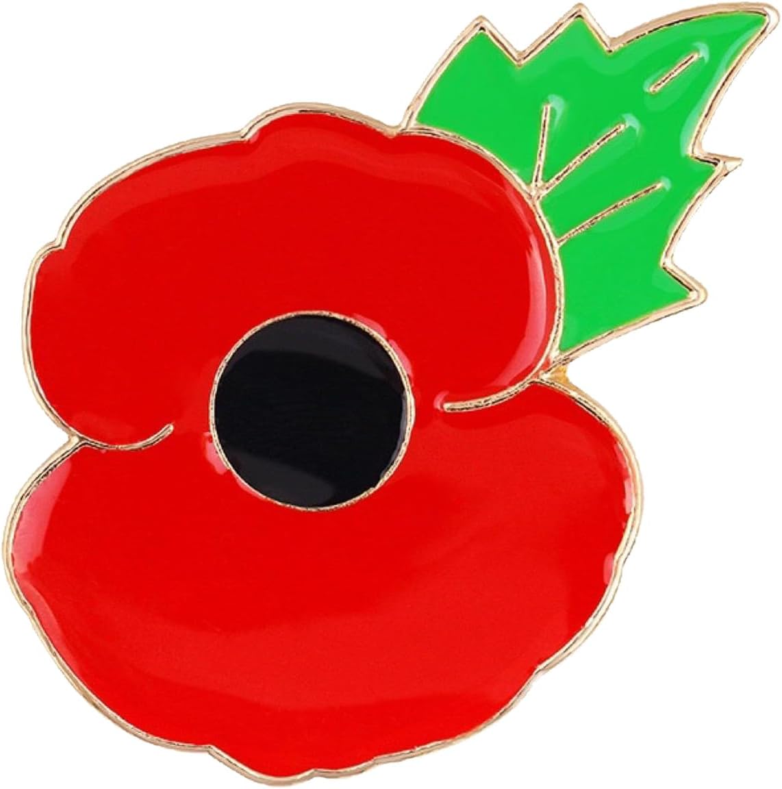 Poppy Badges And Pins, Red Poppy Brooch,Red Flower and Green Leaf ...