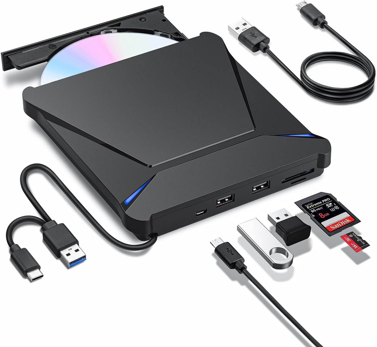 Amazon.com: Haiway External DVD Drive, USB 3.0 Type-C Portable CD DVD ...