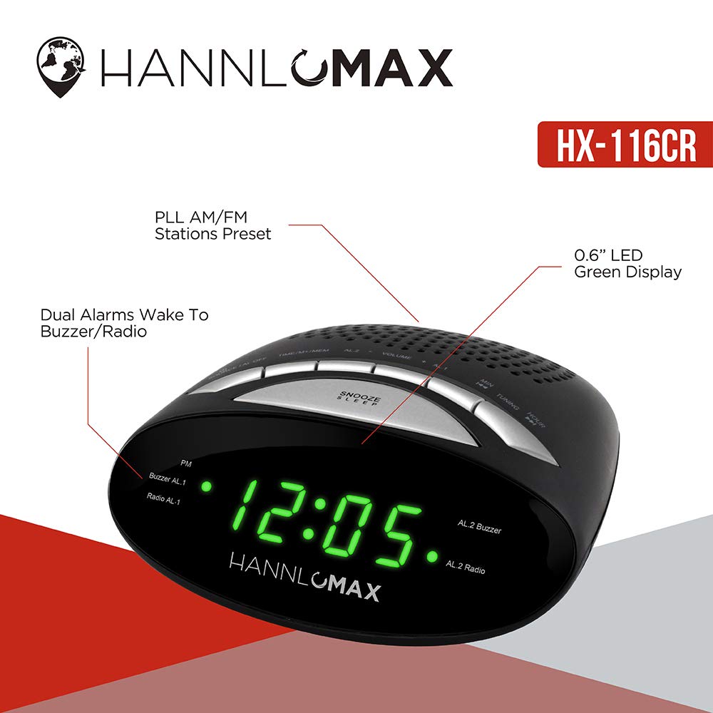 Snapklik.com : HANNLOMAX HX-116CR Alarm Clock Radio, PLL AM/FM Radio ...