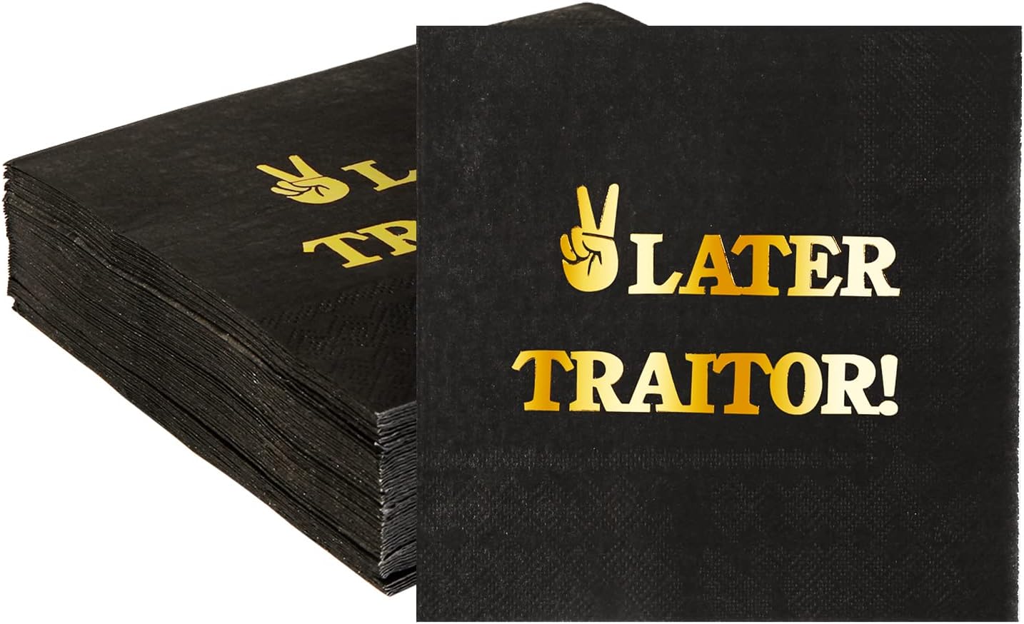 Amazon.com: Quera 50 Pack Later TRAITOR Paper Napkins Black Gold Foil ...