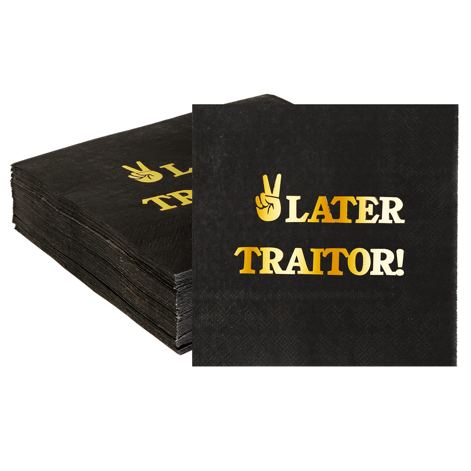 Amazon.com: Quera 50 Pack Later TRAITOR Paper Napkins Black Gold Foil ...