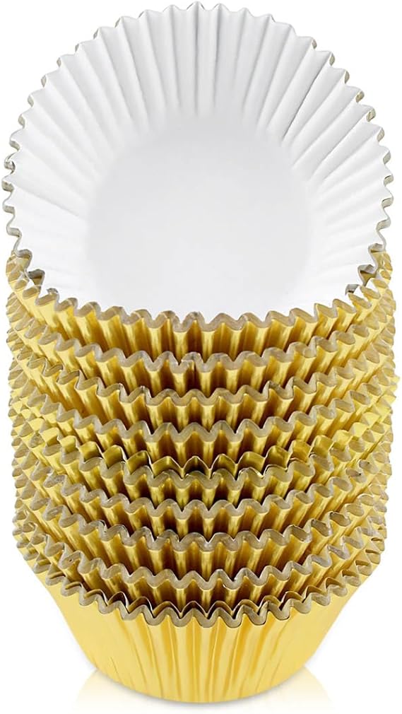 Amazon.com: 200 Pieces Cupcake Liners Gold Foil Muffin Baking Cups ...