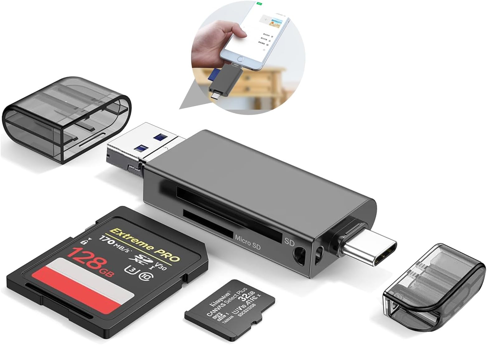 Amazon.com: Gritin SD Card Reader, USB C Card Reader & Mini USB 3.0 ...