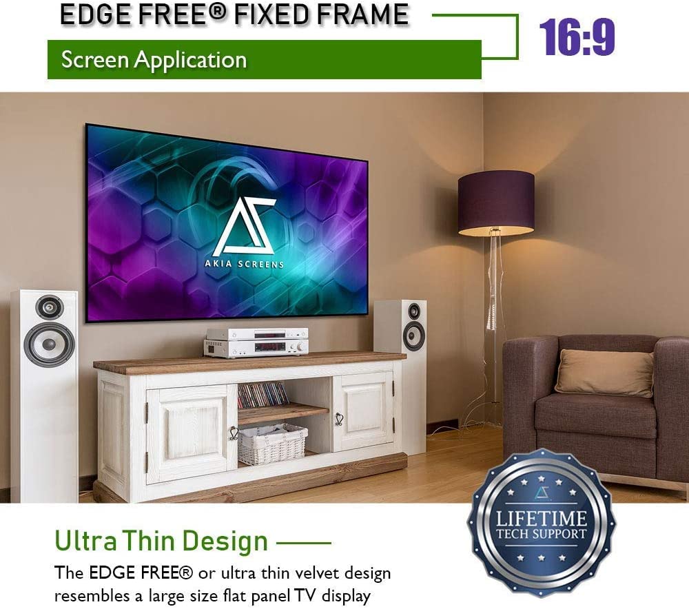 Akia Screens 145 inch Edge Free Fixed Frame Projector Screen 145 ...