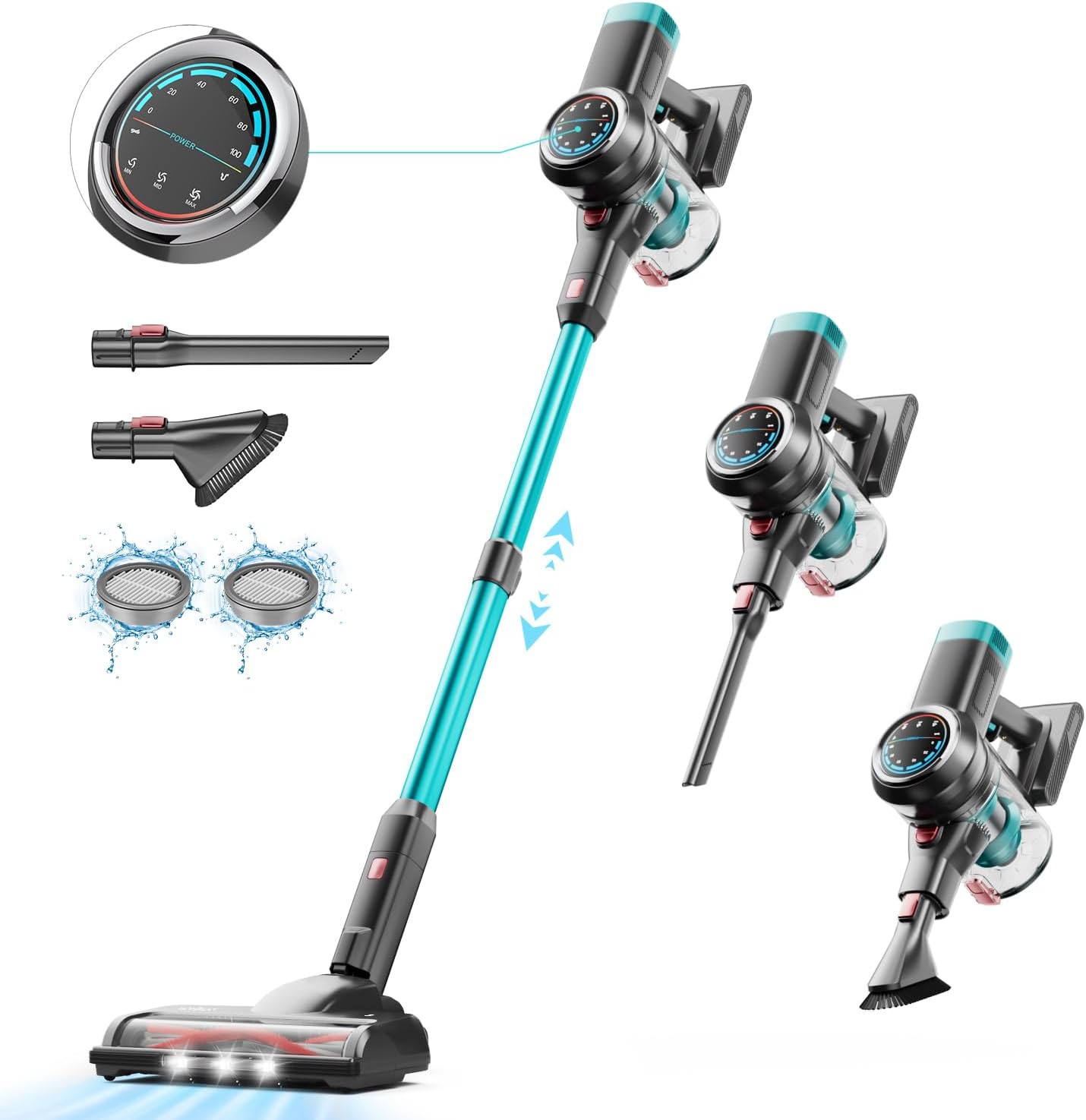 Amazon.de: 45Kpa/550W Akku Staubsauger,Staubsauger Kabellos mit OLED ...