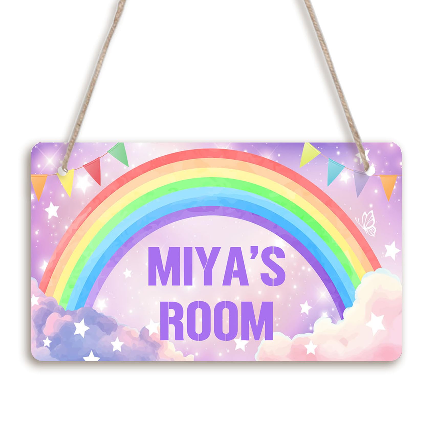 Amazon.com: Custom Cute Rainbow Kids Room Door Sign Personalized Boys ...