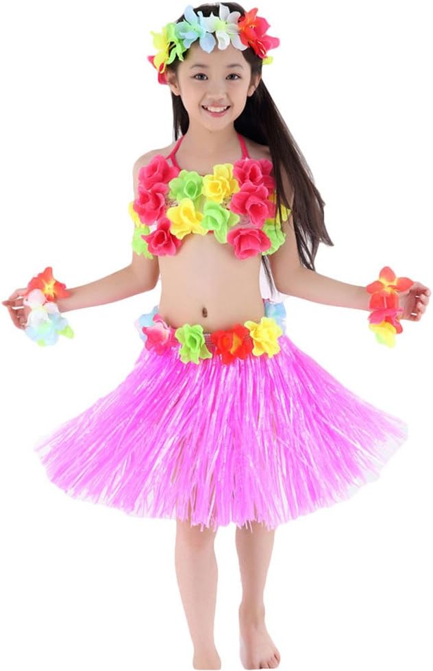 Amazon.com: Fighting to Achieve 30cm Hawaiian pink Grass Skirt ...