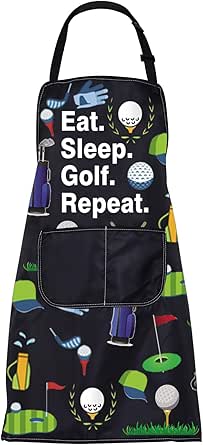 Amazon.com: CMNIM Funny Golf Apron for Women Men with Pocket Eat Sleep ...