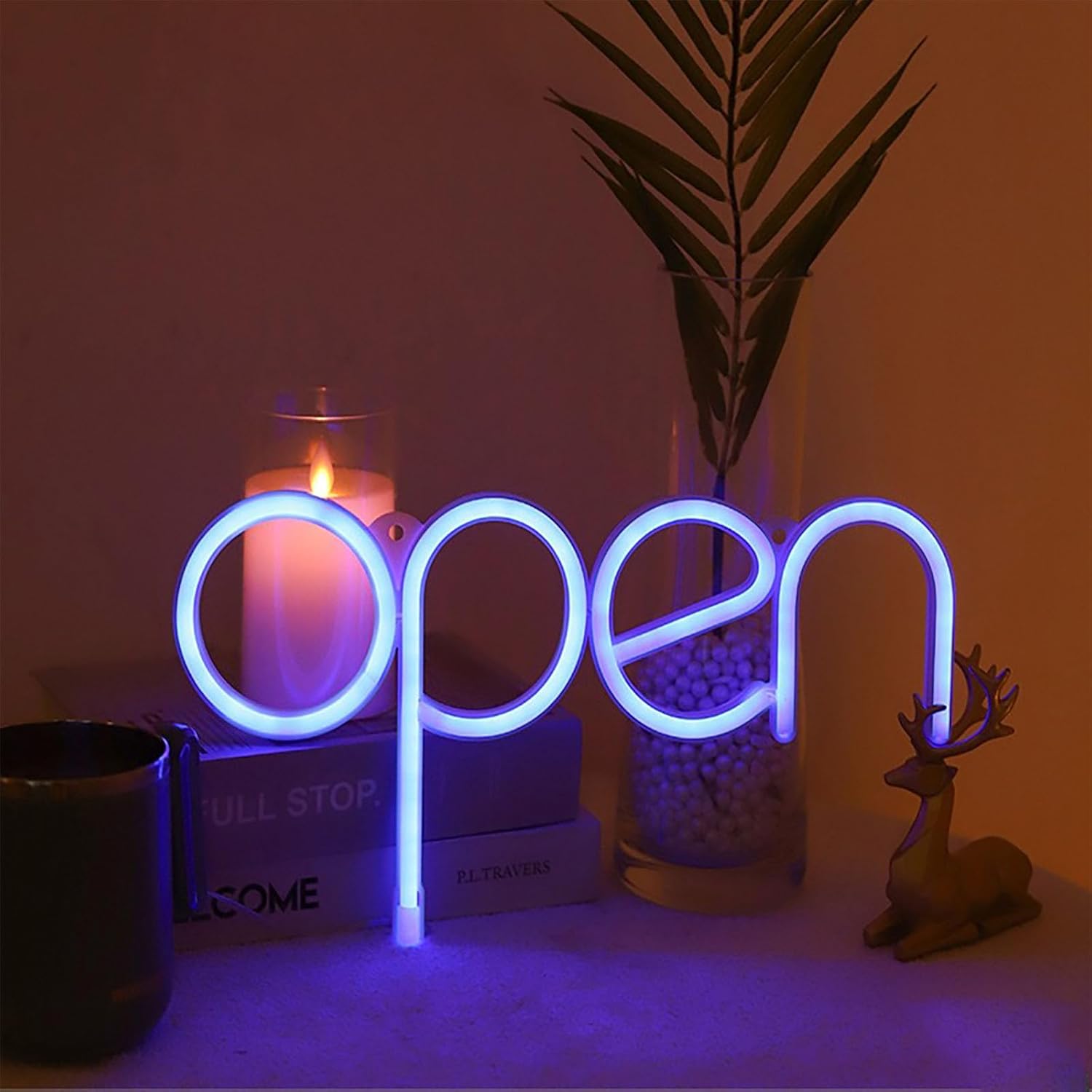 Amazon.com : LED Neon Open Sign, 13.8"x 7.1" Business Hour Sign ...