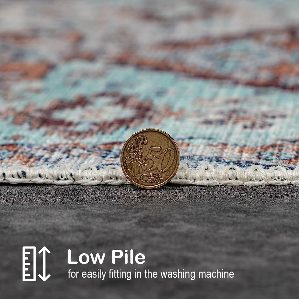 Adiva Rugs Machine Washable Area Rug with Non Slip Backing for Living ...