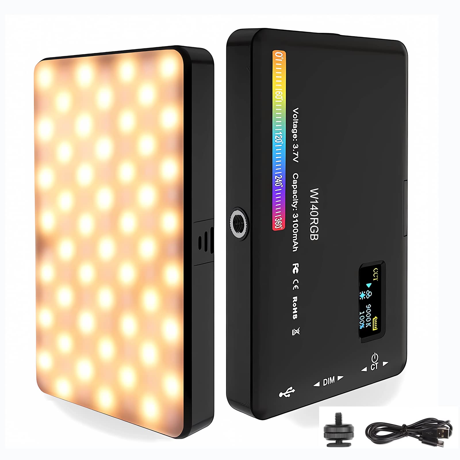 SRIKEKL RGB Video Light,Portable LED Camera Light Panel 360° Full Color ...