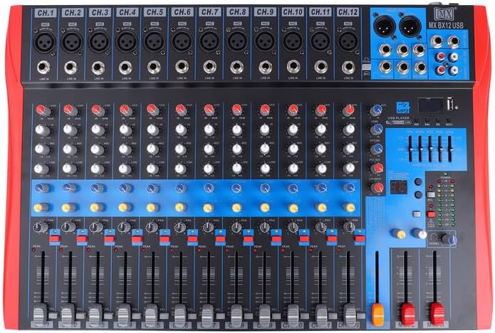 MX 12-Channel Professional Microphone Mixer Amplifier with USB ...