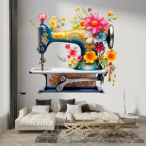 Amazon.com: Floral Sewing Machine Decals Peel & Stick - Wall Vinyl ...