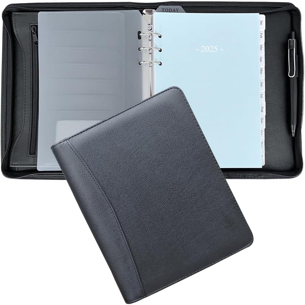Amazon.com : Fan&Ran 2025 Zippered Planner, 6-Ring Portfolio Binder with 2025 Weekly Inserts, A5 ...