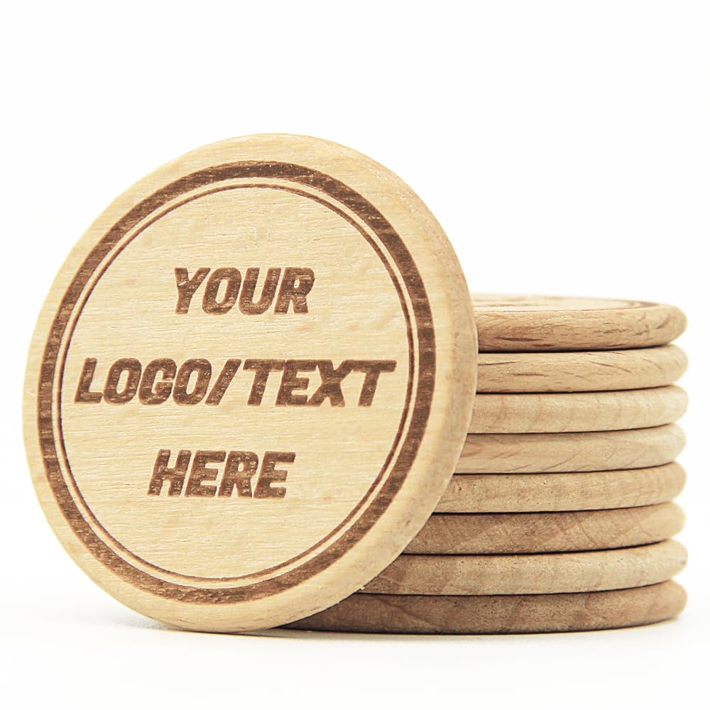 Amazon.com : Sunyoungift 100 Custom Wooden Poker Chips, Laser Engraved ...