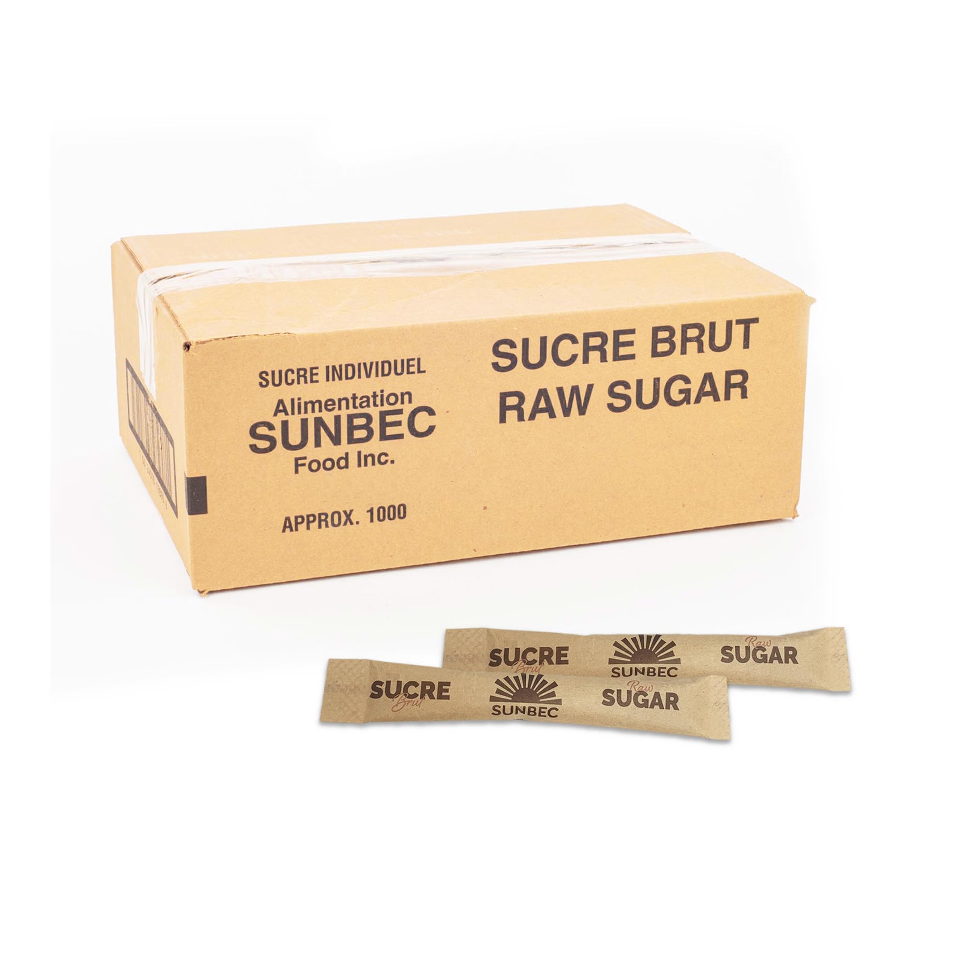 SUNBEC Individual Sugar packets Raw Sugar, 1000 Count (3.5kg) – Single ...