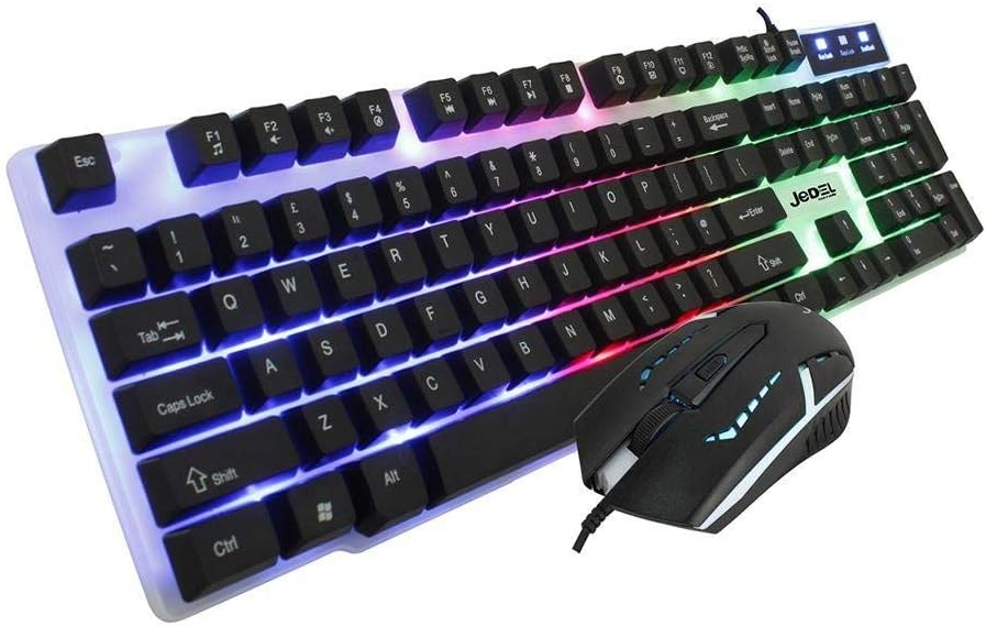 Jedel GK100-B Gaming Combo Keyboard and Mouse Set Seven Colour ...