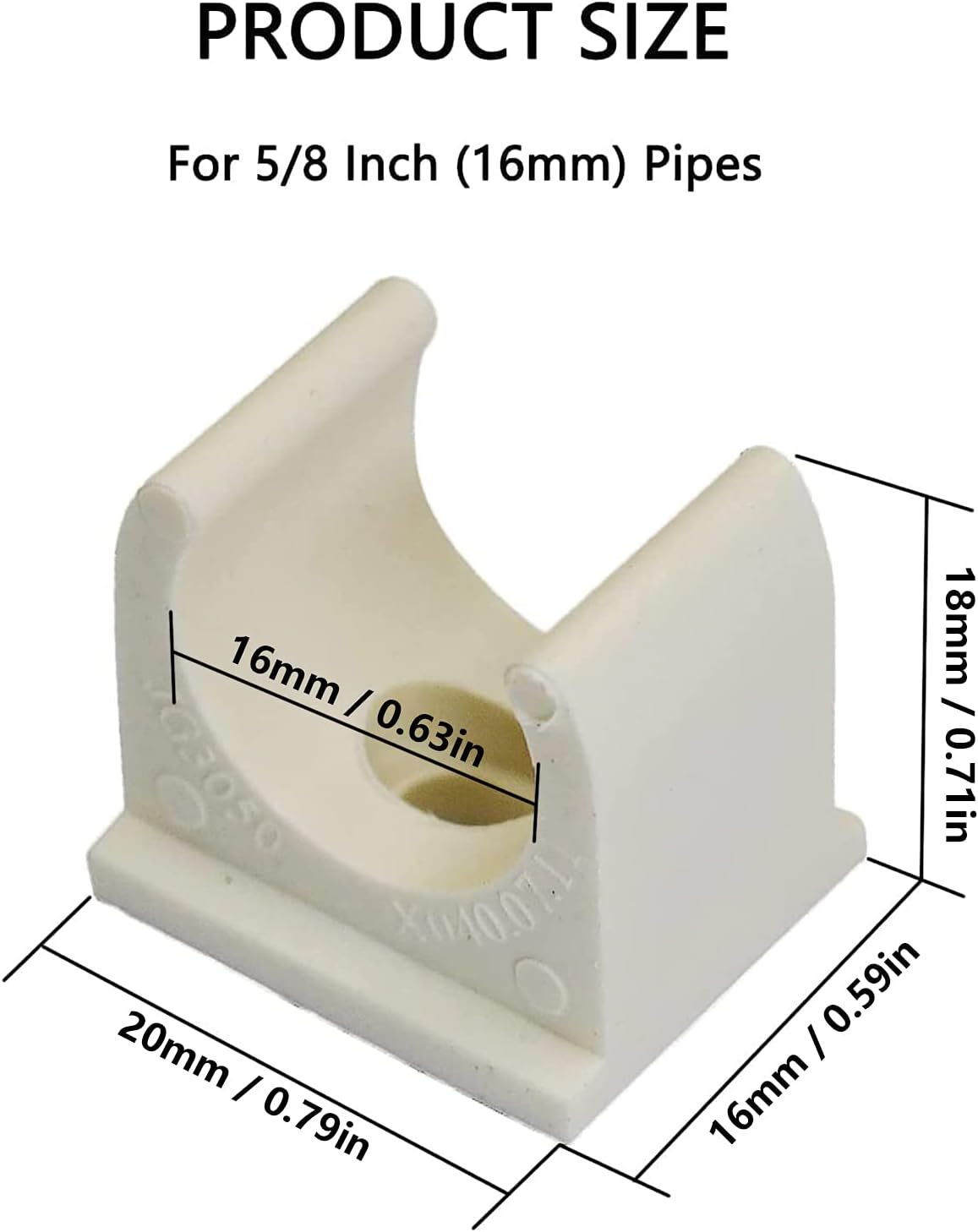 Casoter 16mm Plastic Pipe Clip, 5/8 Inch Hard PVC Plastics Clamps, Pack ...