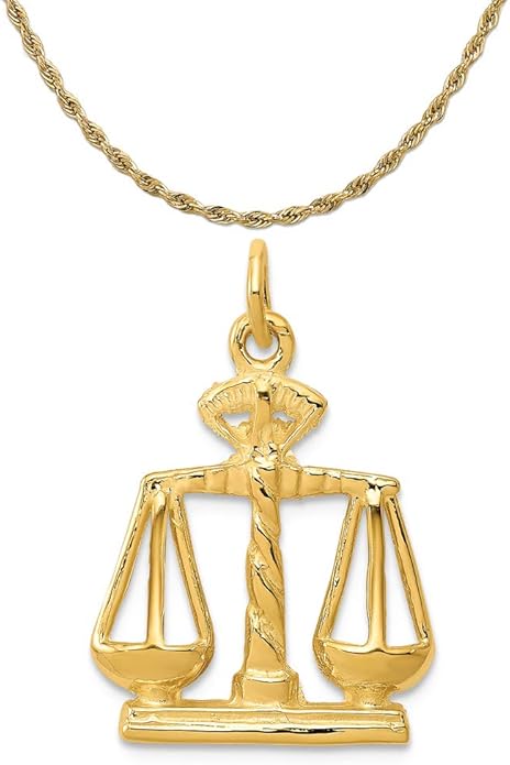 Amazon.com: Mireval 14k Yellow Gold Scales of Justice Charm on a 14K ...