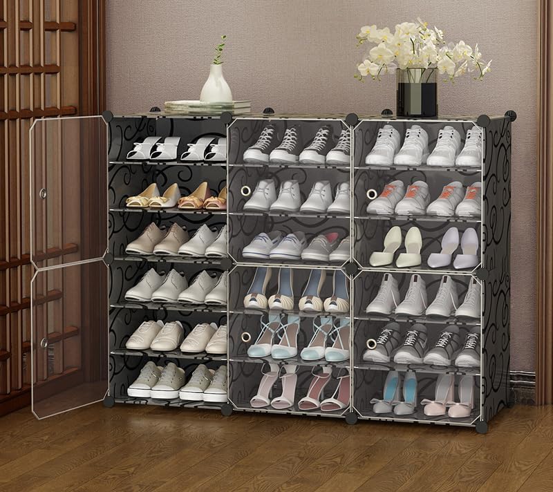 HOME CUBE Portable Shoe Rack Organizer With Door 36 Pairs Shoe Rack ...