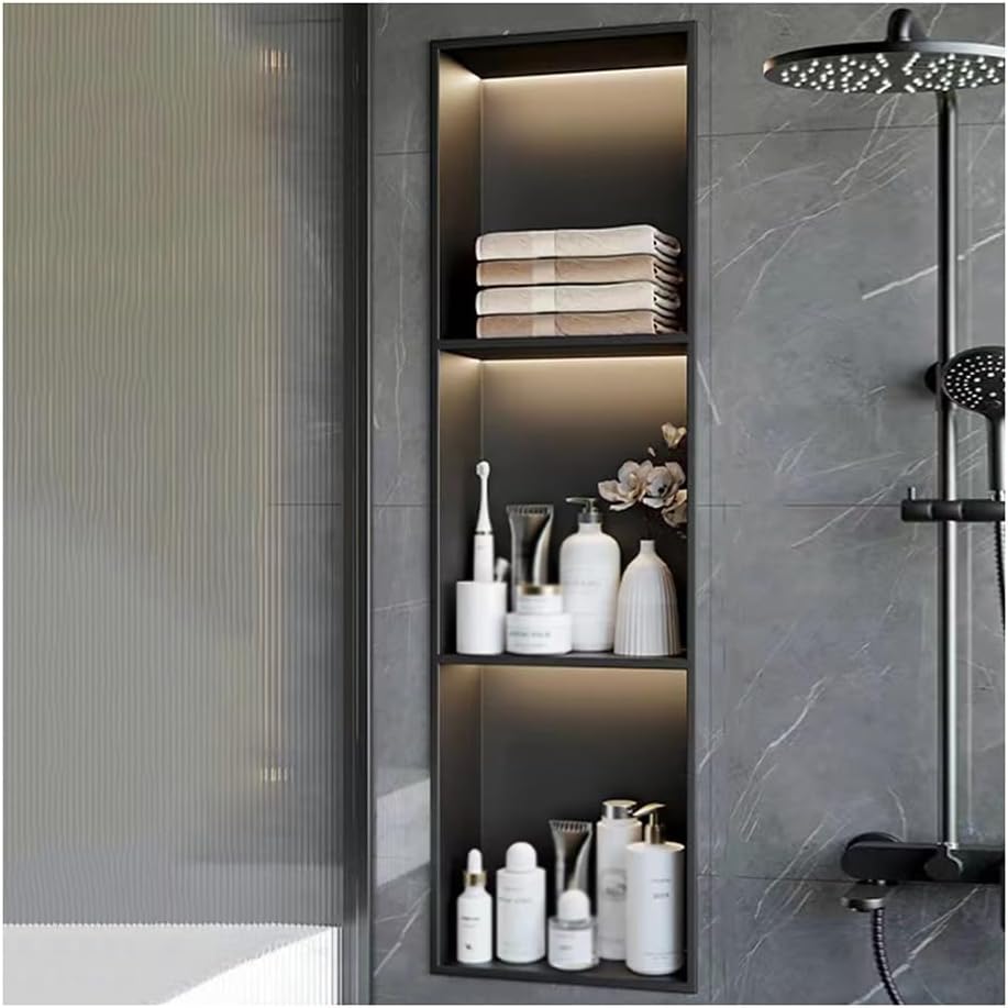 pujindu Wall Niche Shower Stainless Steel With LED Light, Embedded ...
